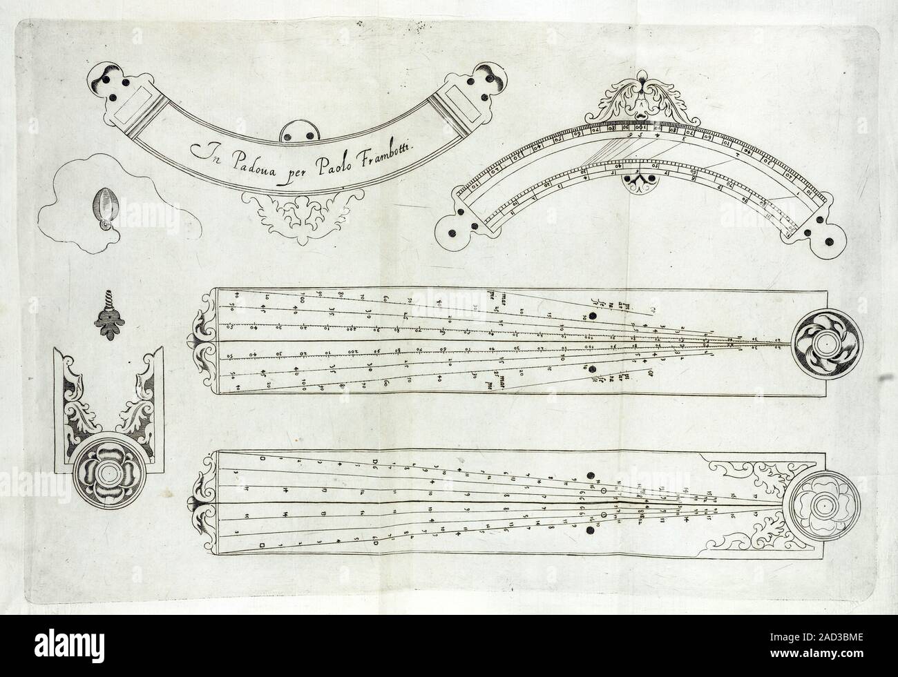 Galileo's military compass. 17th-century illustrations of the design of ...