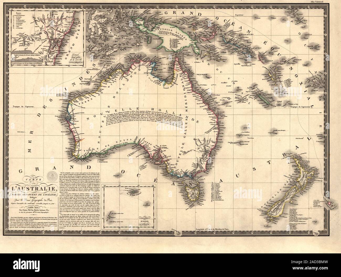 Map of Australia. 19th-century map of Australia and the surrounding ...