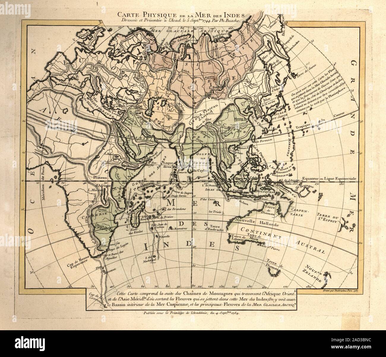Map of the Indian Ocean. 18th-century map showing the Indian Ocean and ...
