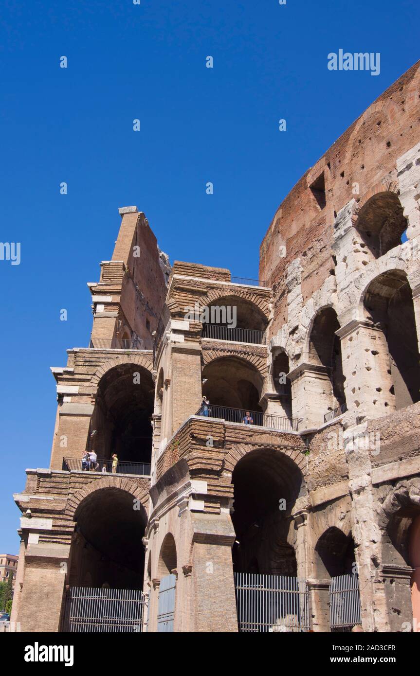 The main inner and outer walls of the Colosseum in Rome showing ...