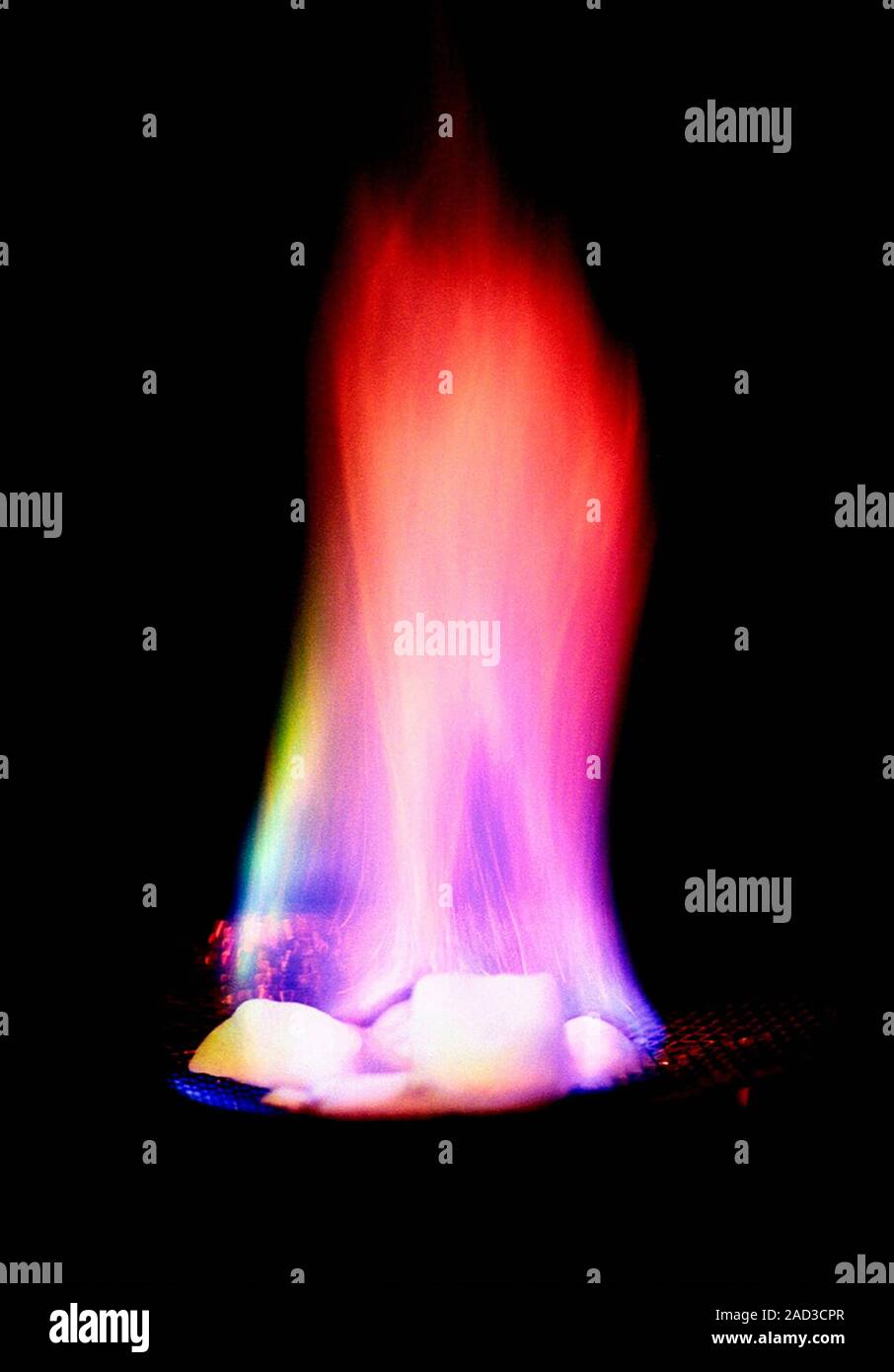Burning methane hydrate, also known as methane ice or methane clathrate ...