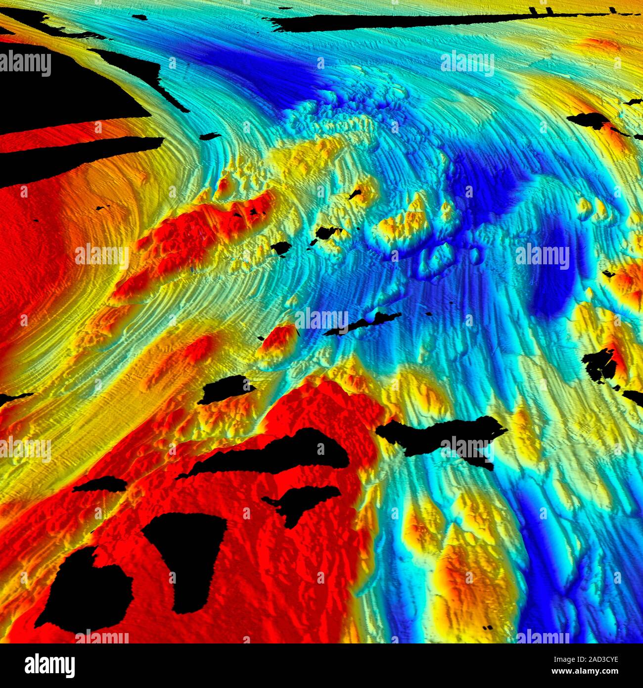 Map of ocean floor depth (bathymetry) on the Amundsen Sea continental ...
