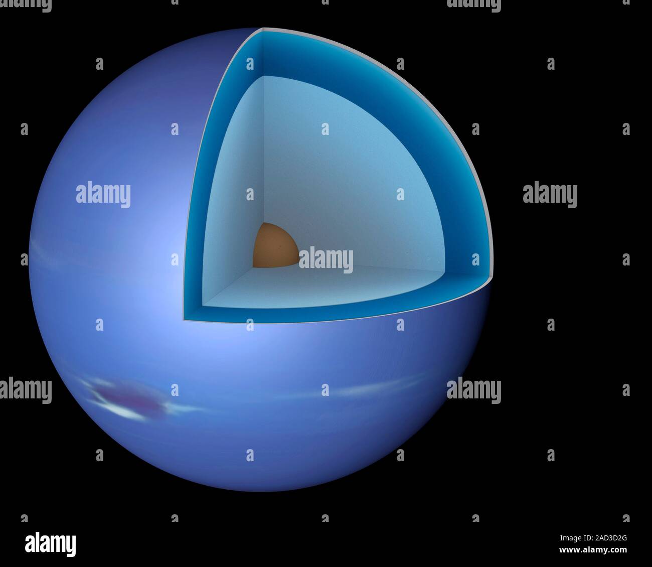 Structure of Neptune. Cutaway computer illustration showing the ...
