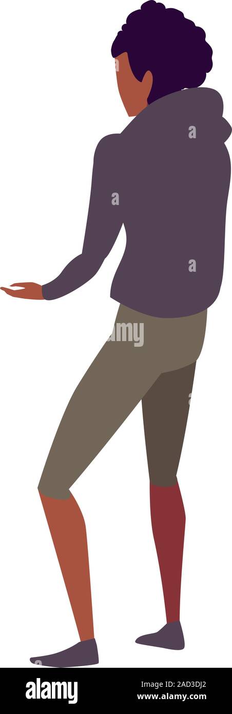 young man of back position on white background vector illustration ...