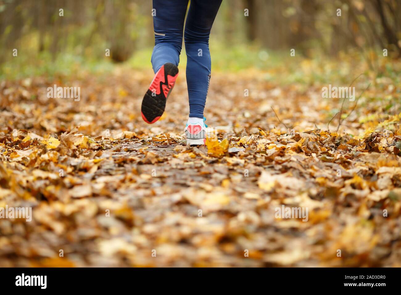 Girl in sneakers running autumn Stock Photo - Alamy