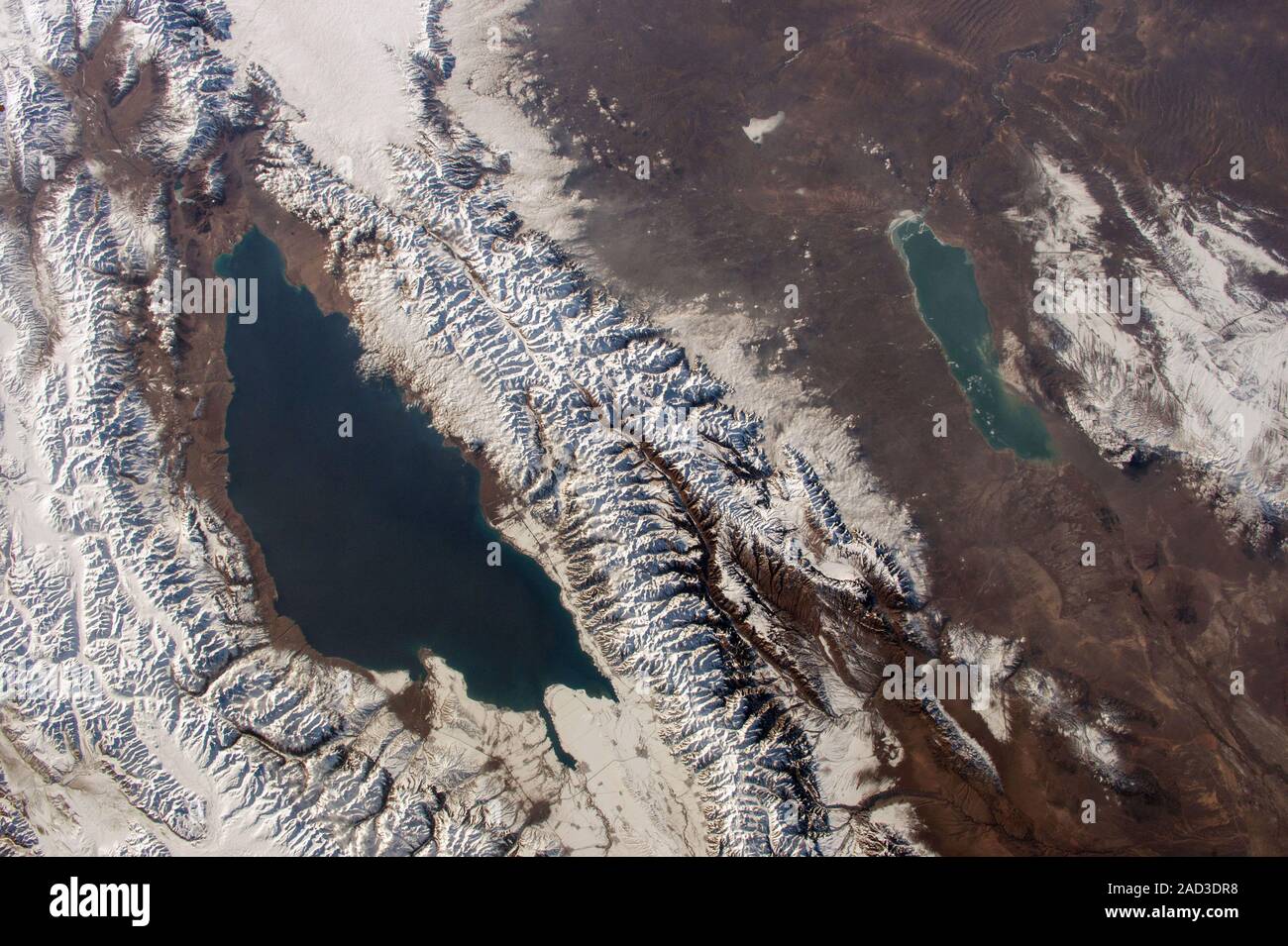 Lake Issyk Kul, Kyrgyzstan, ISS image. Photographed on 28th February ...