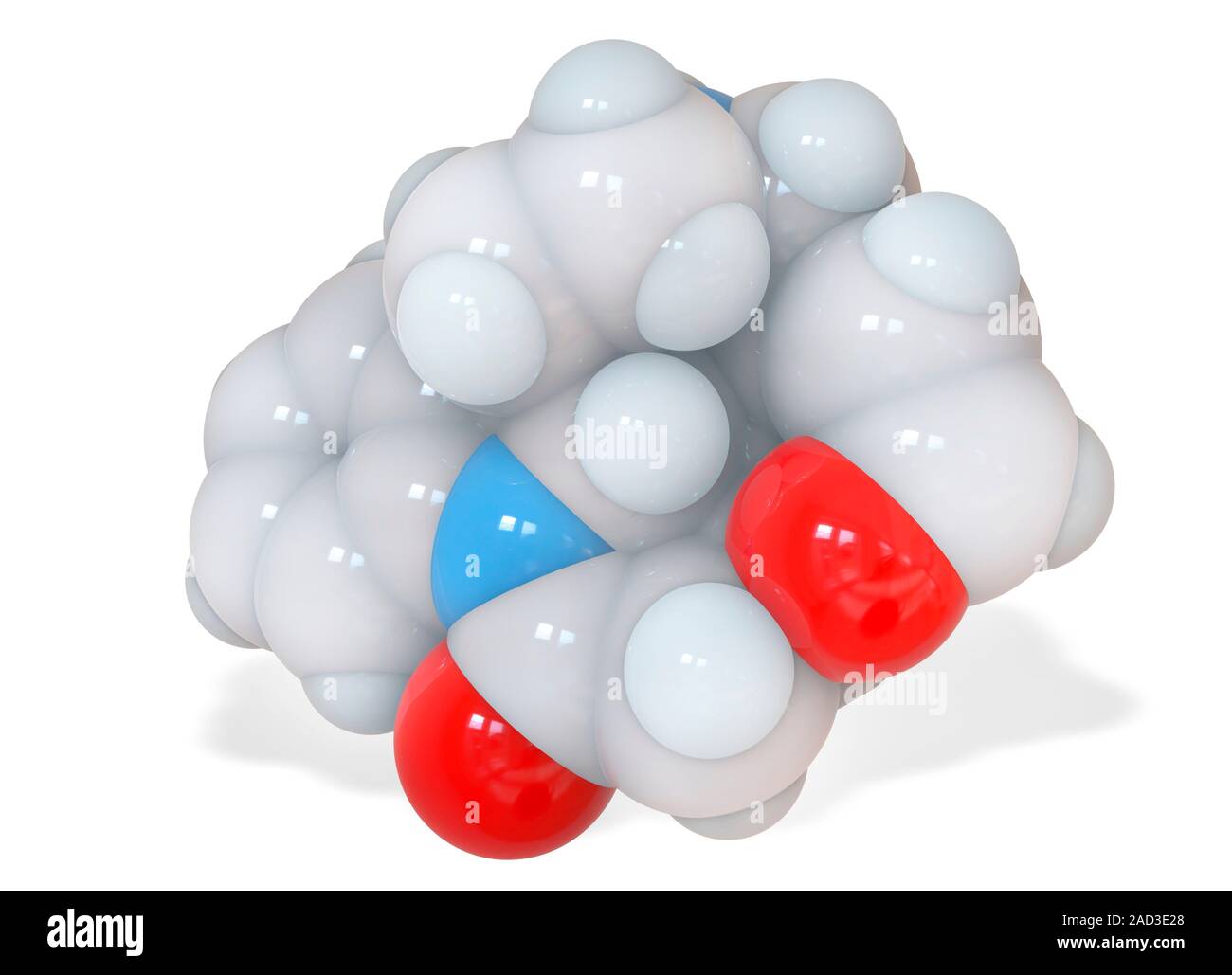 Strychnine molecule. Computer illustration showing the structure of a ...