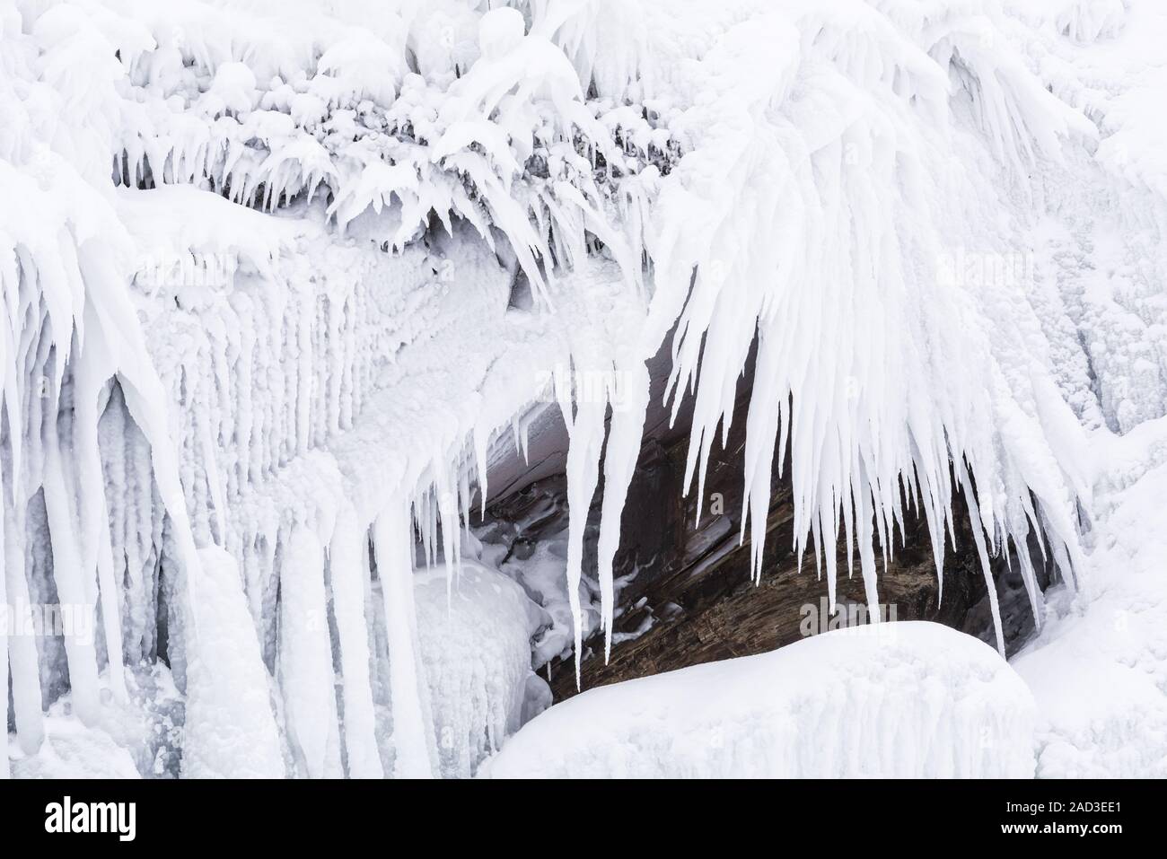 Icicles on a rock, Lake Tornetraesk, Lapland, Sweden Stock Photo - Alamy