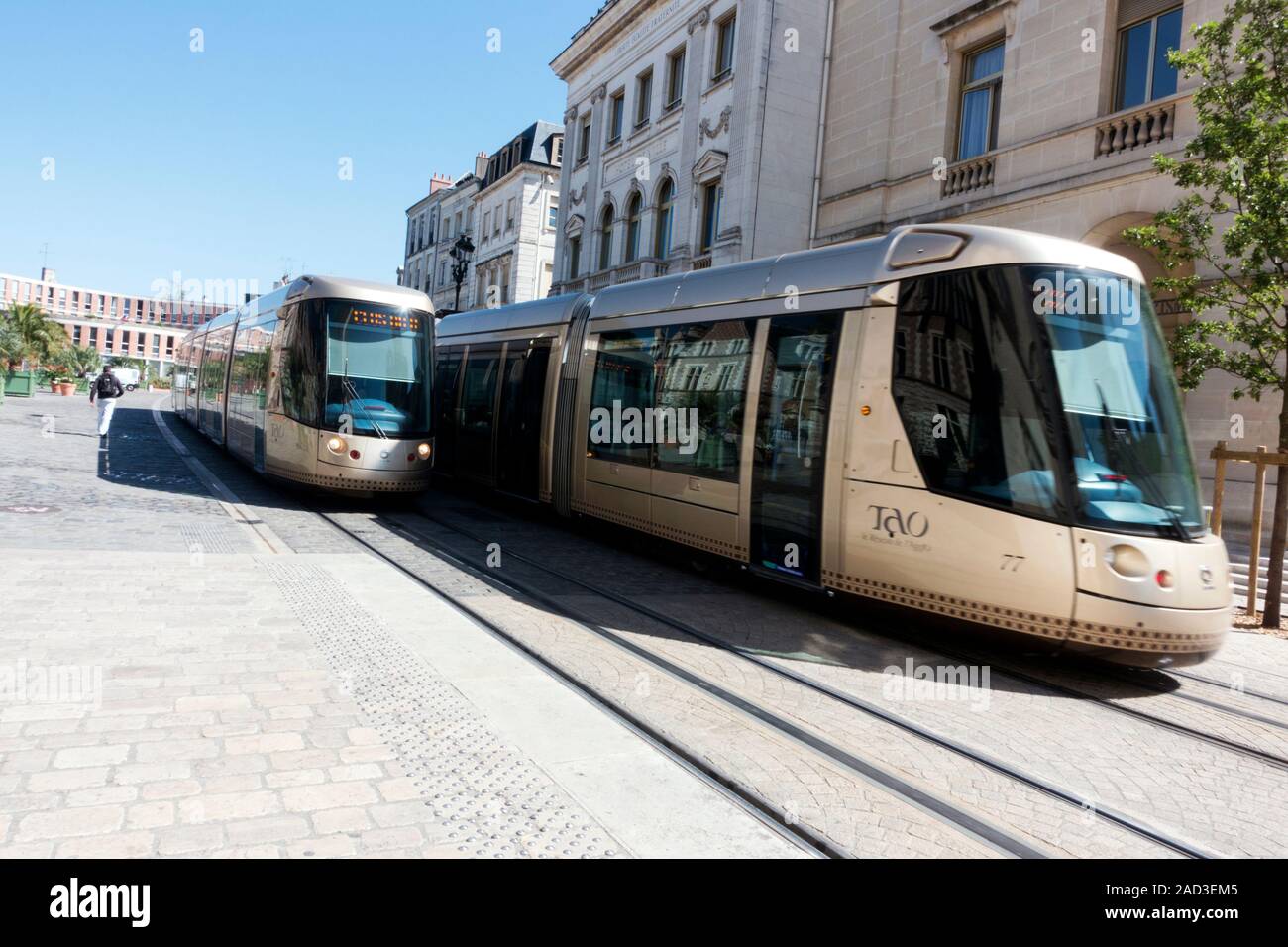 Trams in Orleans, France. The Tramway d'Orleans (TAO) system began ...