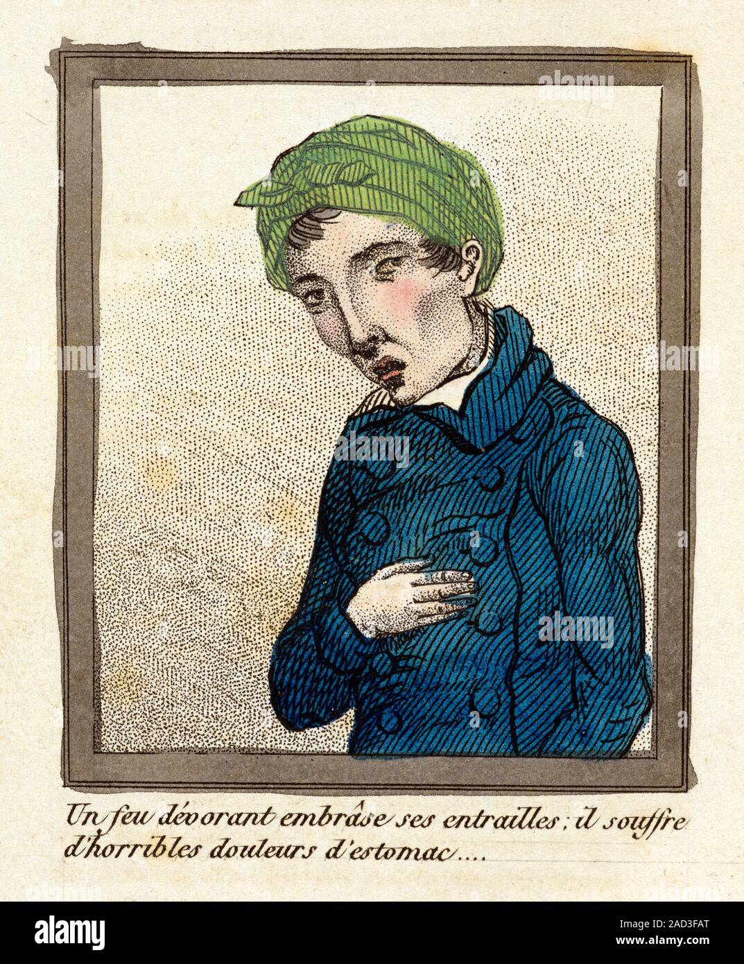 Masturbation health booklet. 19th-century illustration of a man said to ...