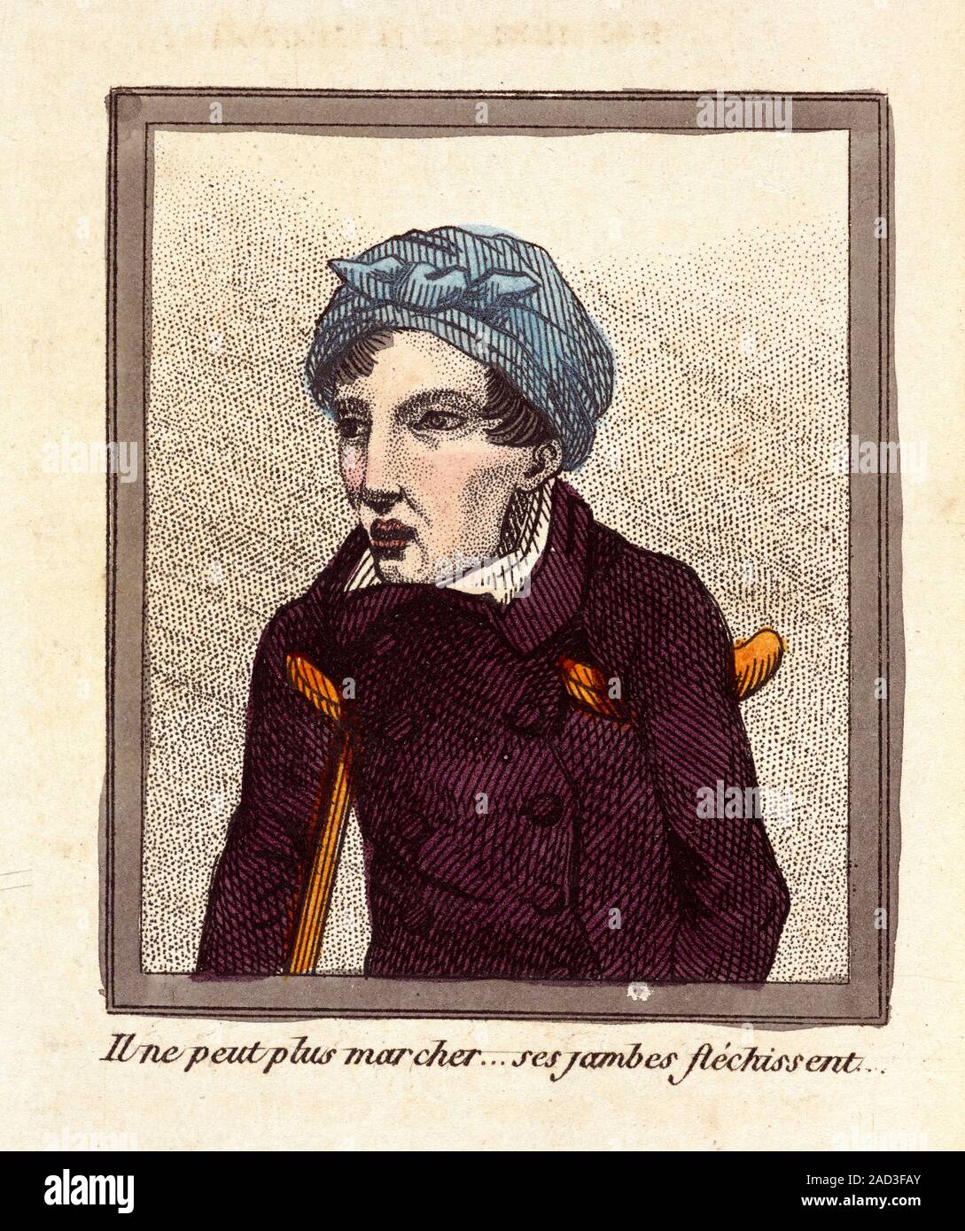 Masturbation health booklet. 19th-century illustration of a man said to ...