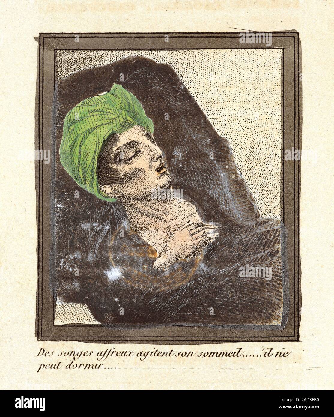Masturbation health booklet. 19th-century illustration of a man said to ...