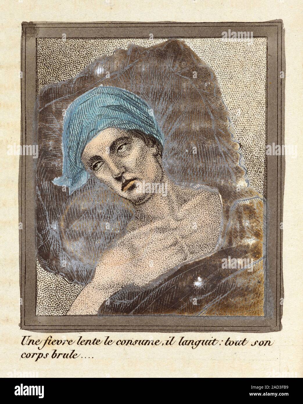 Masturbation health booklet. 19th-century illustration of a man said to ...