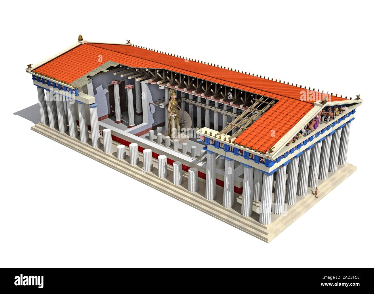 Parthenon, illustration. The Parthenon was built in the hill-top citadel of the Acropolis in ...