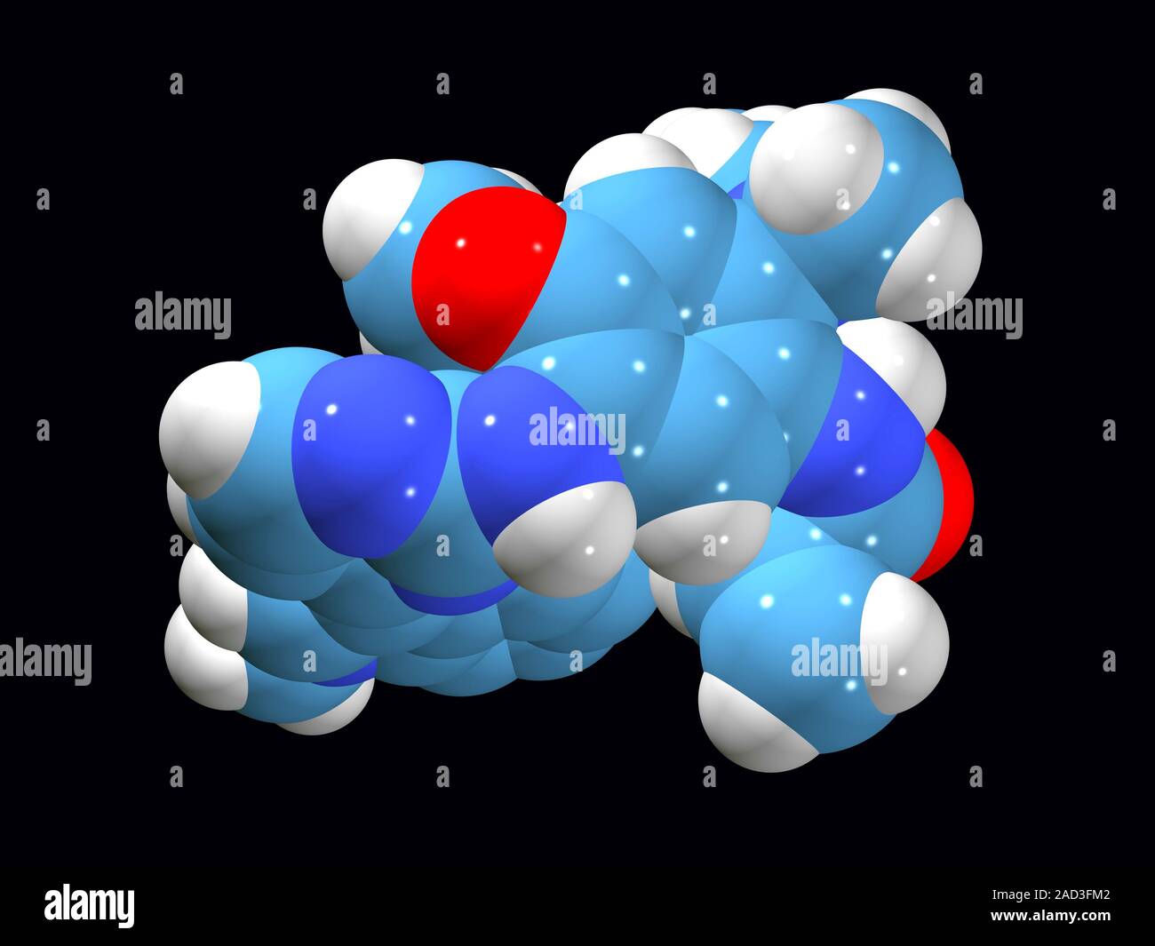 Osimertinib lung cancer drug molecule. Computer model showing the ...