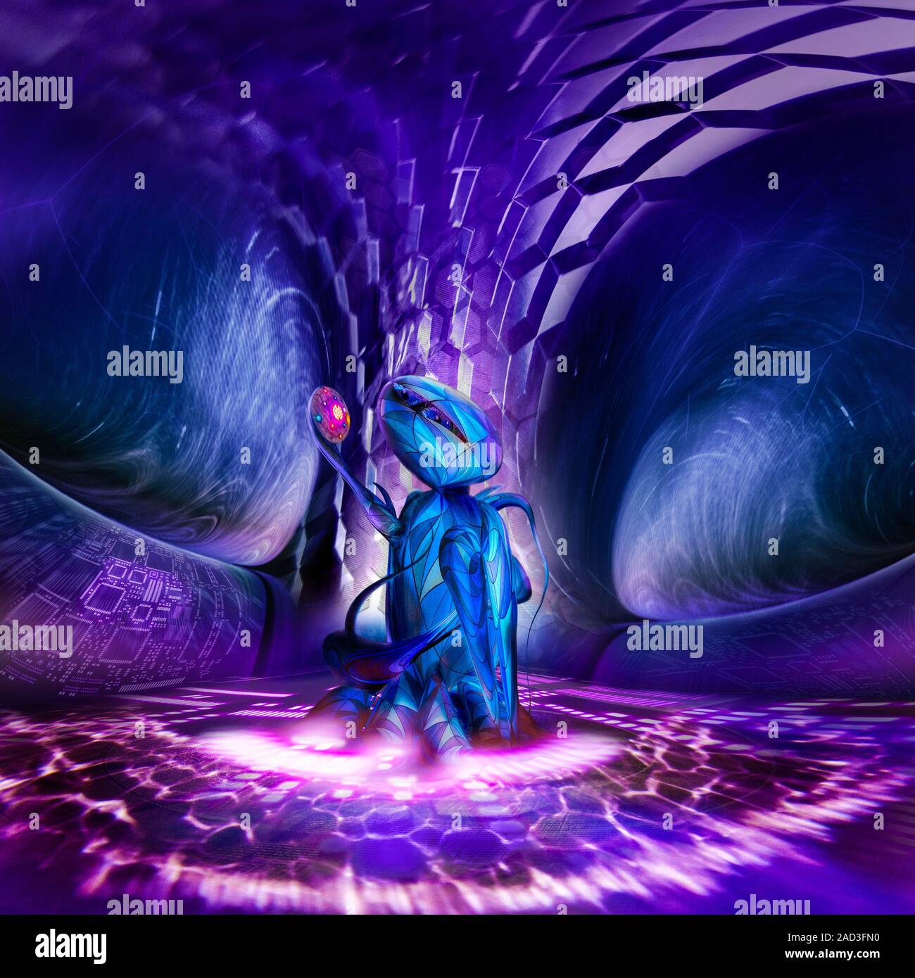 Alien life, conceptual image. Computer illustration representing the ...