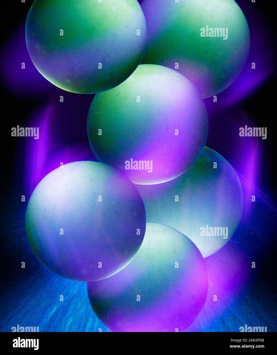 Atoms, conceptual image. Computer illustration of atoms in a molecule ...