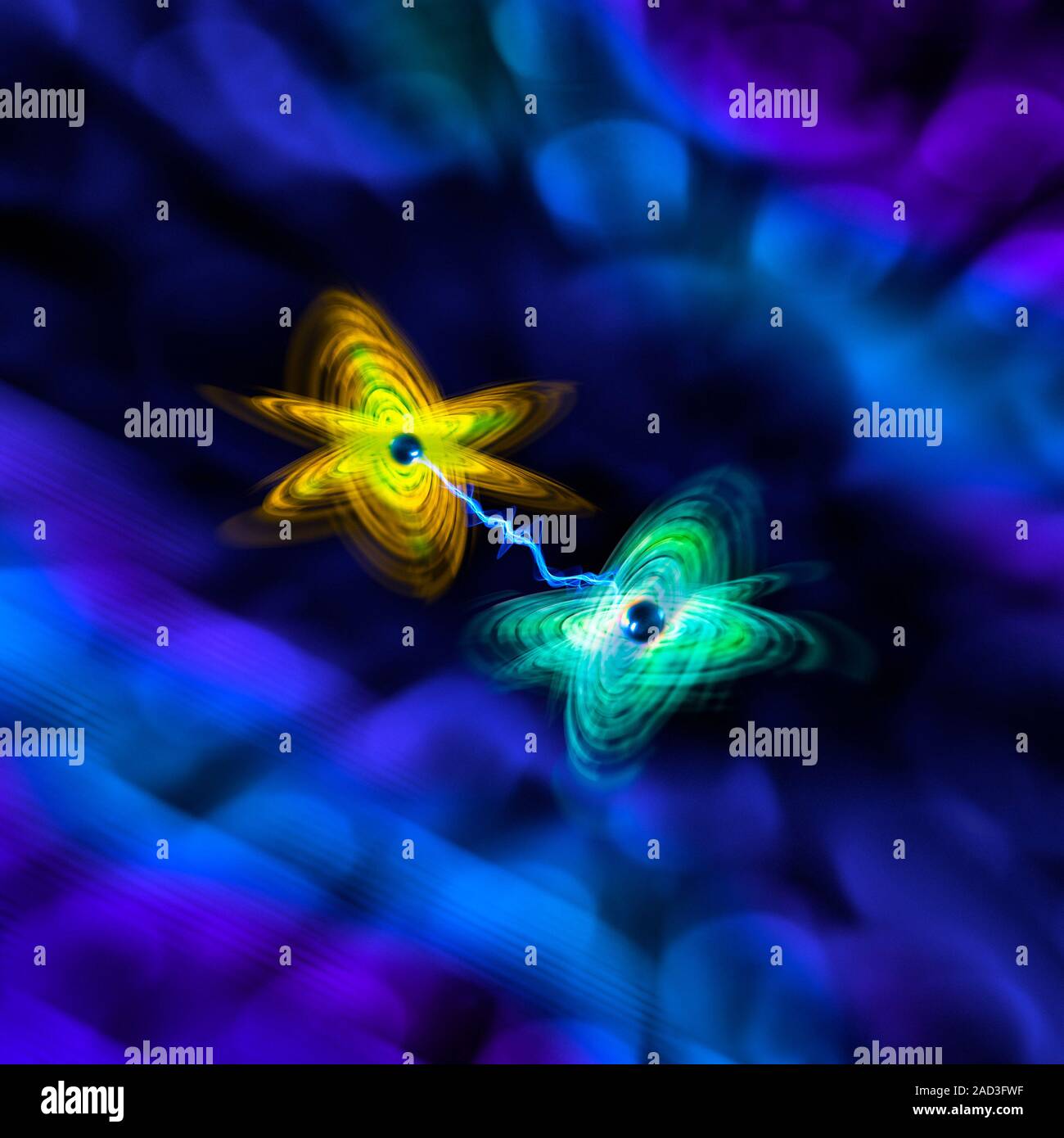 Quantum entanglement, conceptual image. Computer illustration ...