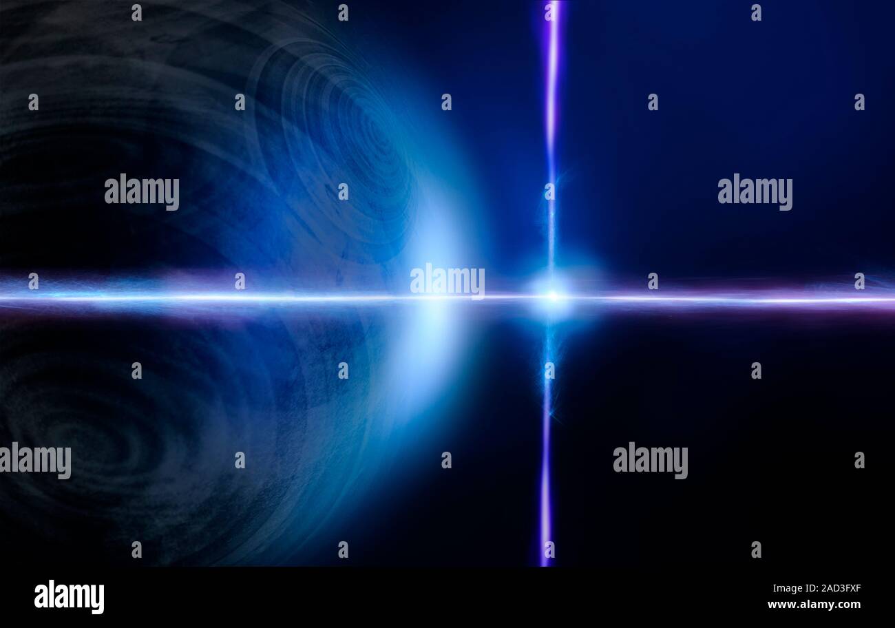 Electron, conceptual illustration. An electron is a negatively charge ...