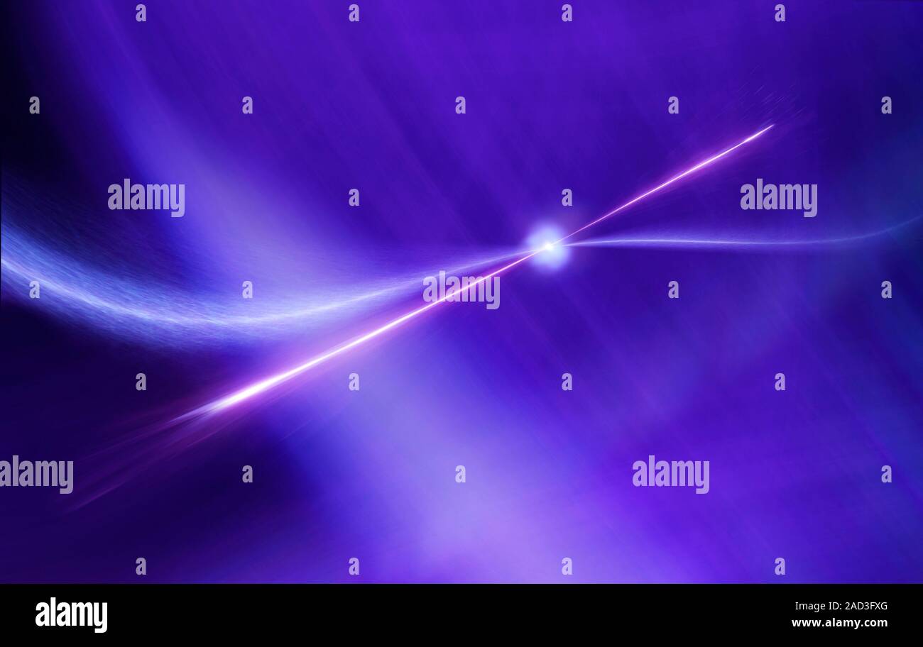 Photon as a wave and a particle, conceptual image. Computer ...