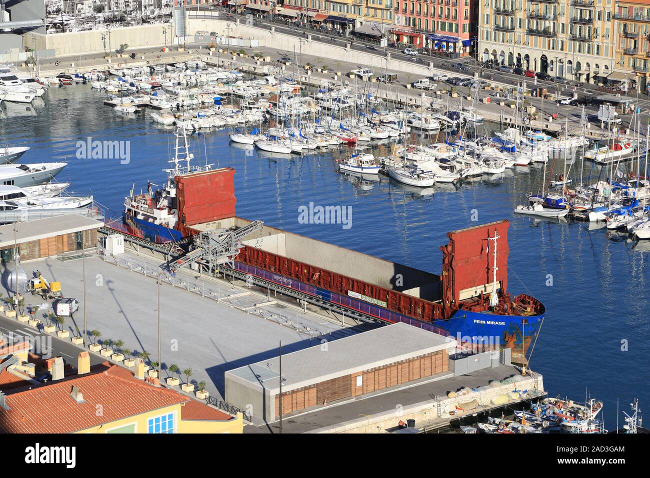 Nice, port, cargo ship, Cote d'Azur, Mediterranean Sea Stock Photo - Alamy