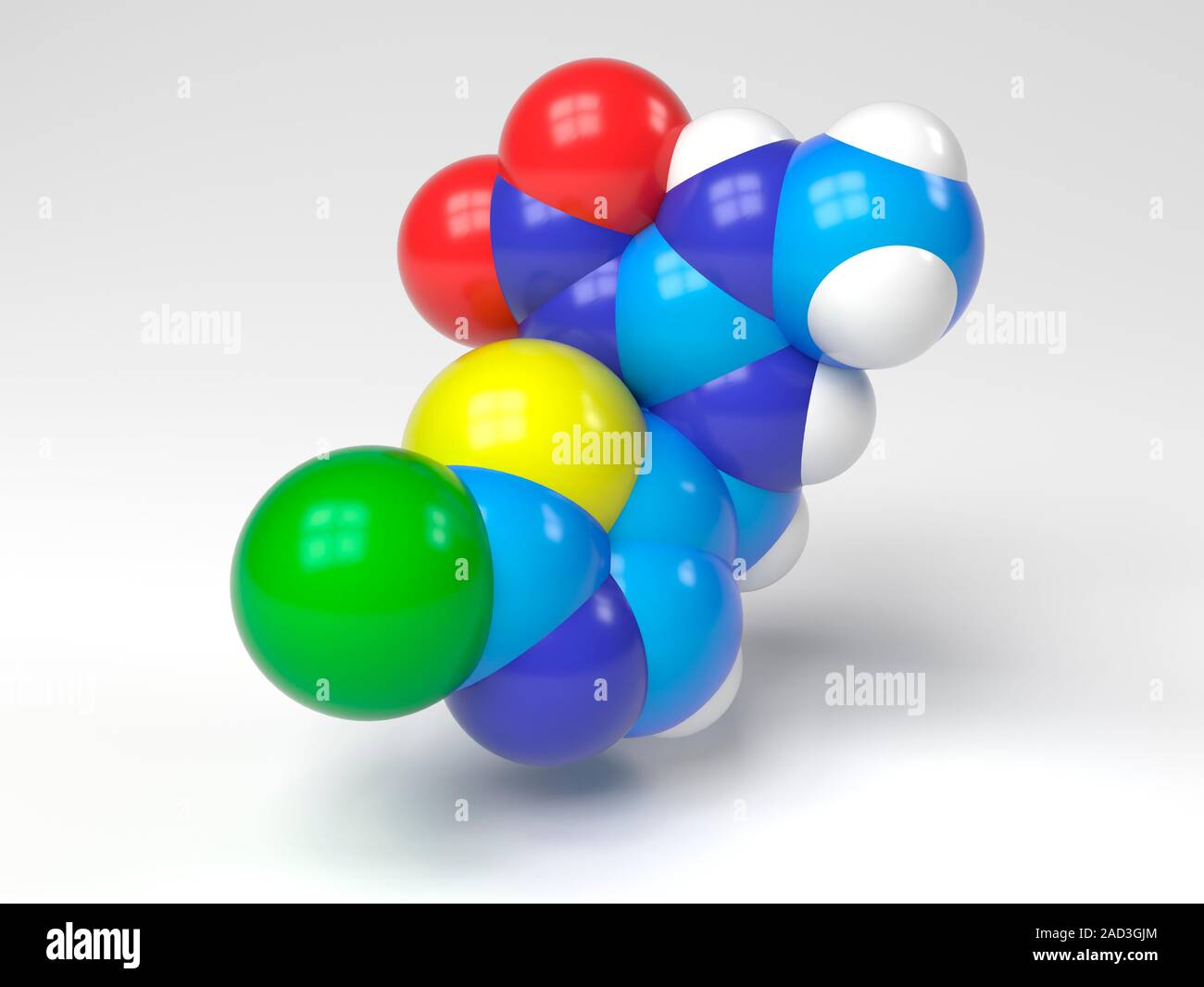Clothianidin (a neonicotinoid) molecule. Computer artwork showing the ...