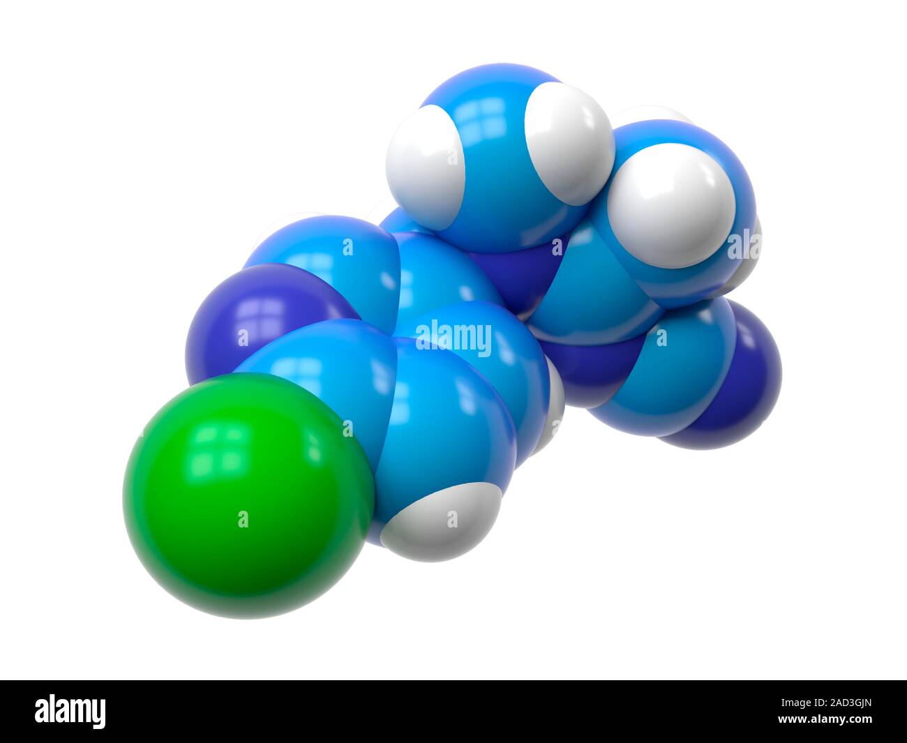 Acetamiprid (a neonicotinoid) molecule. Computer artwork showing the ...