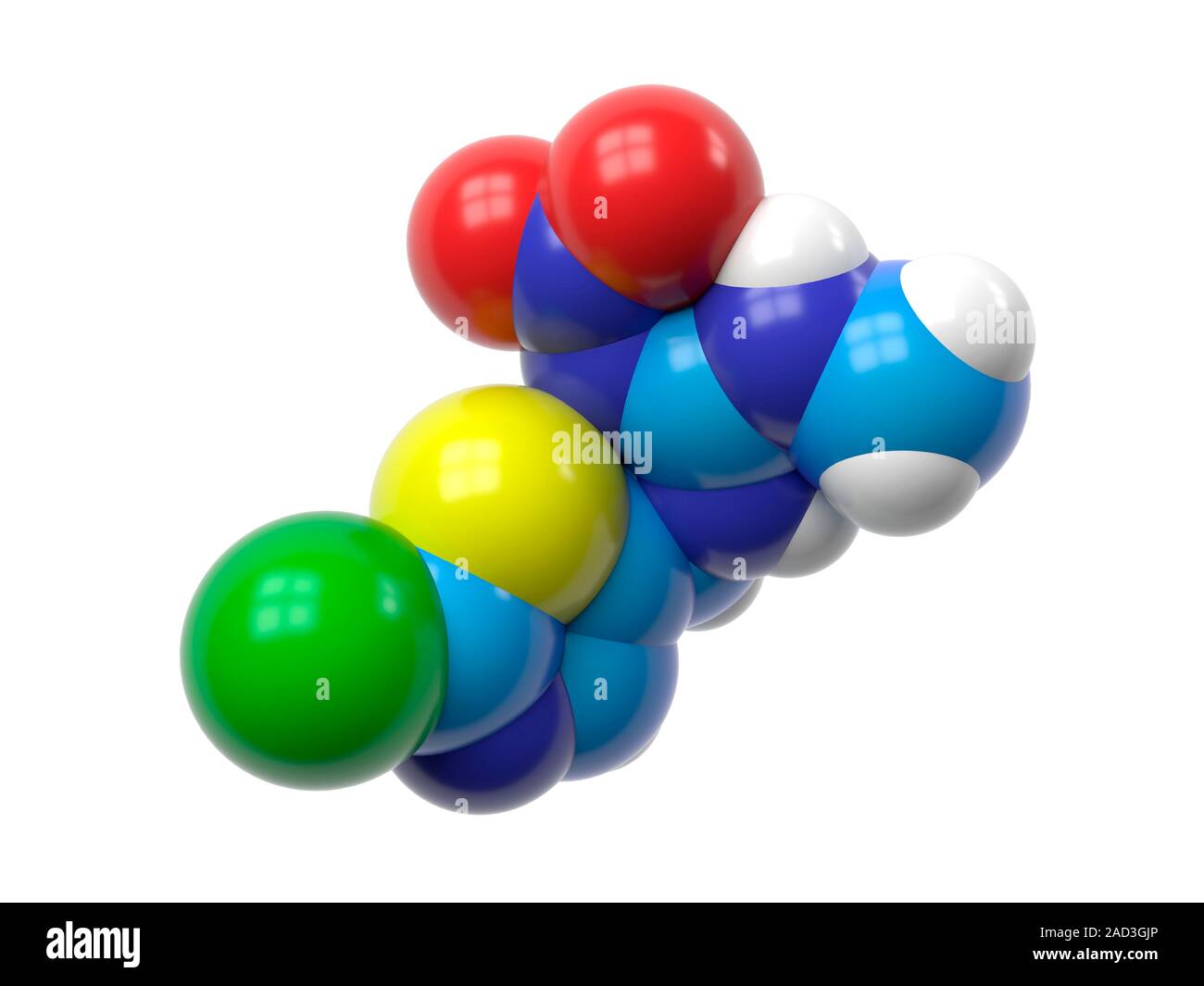 Clothianidin (a neonicotinoid) molecule. Computer artwork showing the ...