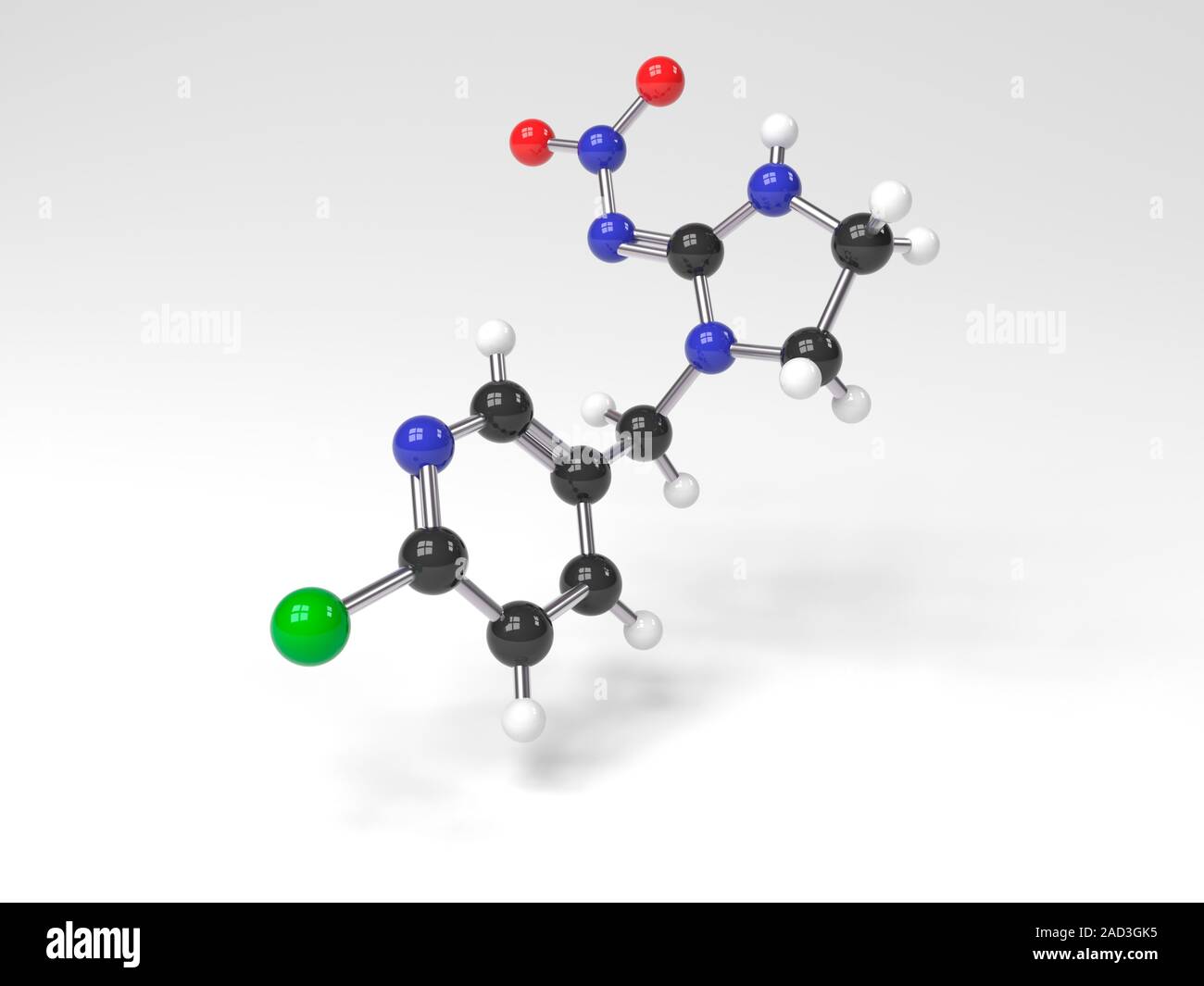 Imidacloprid (a neonicotinoid) molecule. Computer artwork showing the ...