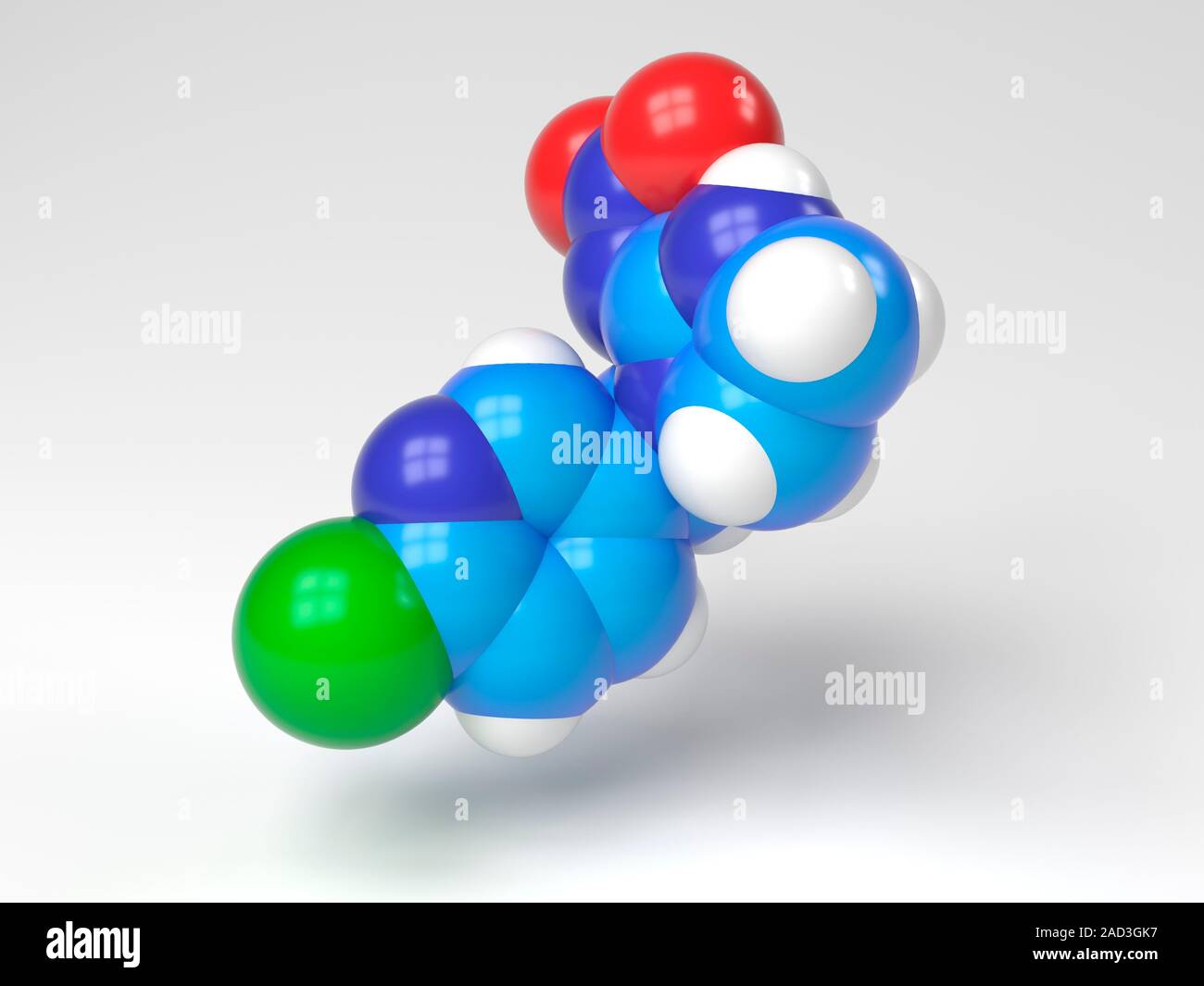 Imidacloprid (a neonicotinoid) molecule. Computer artwork showing the ...