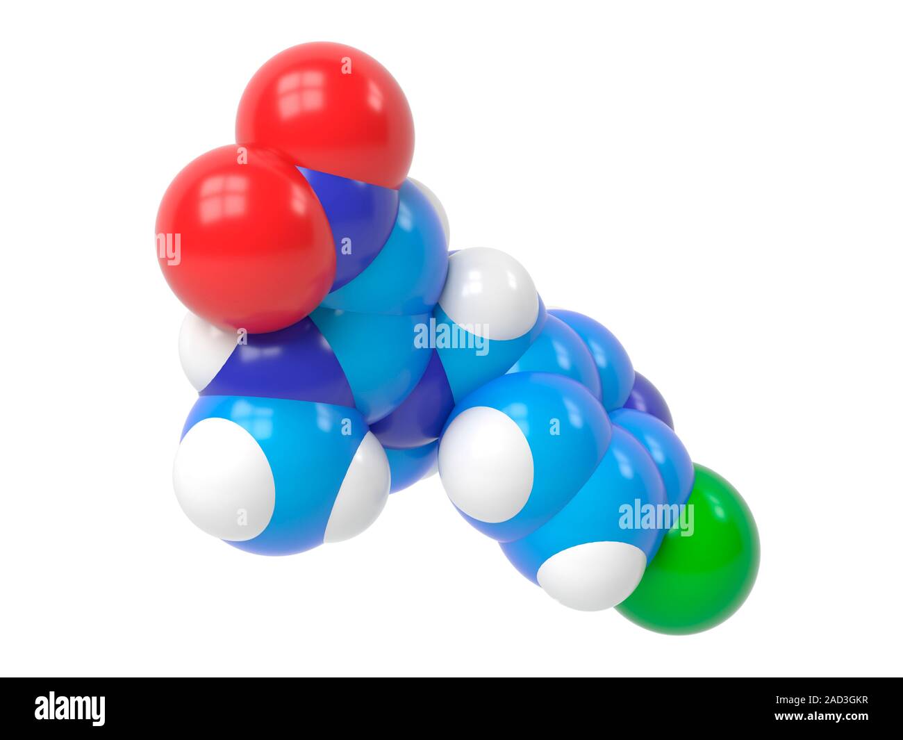 Nitenpyram (a neonicotinoid) molecule. Computer artwork showing the ...