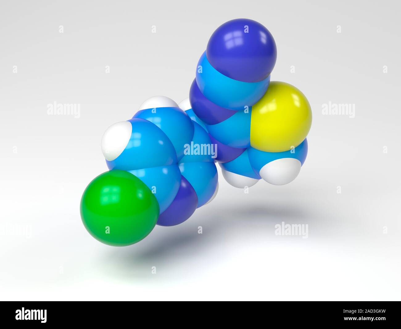 Thiacloprid (a neonicotinoid) molecule. Computer artwork showing the ...