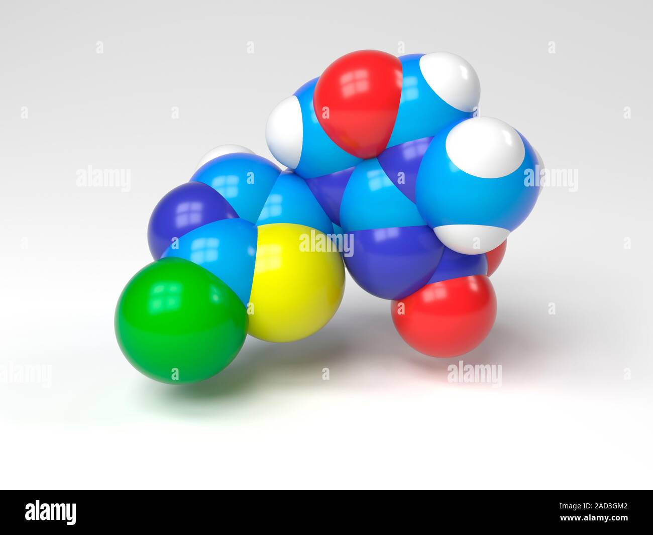 Thiamethoxam (a neonicotinoid) molecule. Computer artwork showing the ...