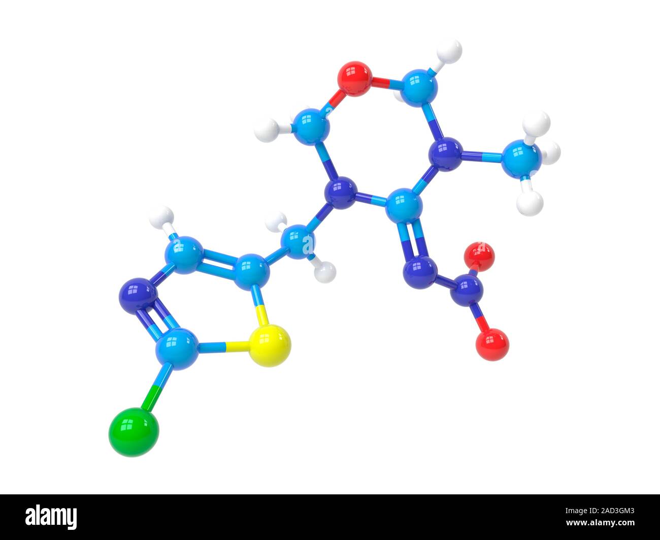 Thiamethoxam (a neonicotinoid) molecule. Computer artwork showing the ...