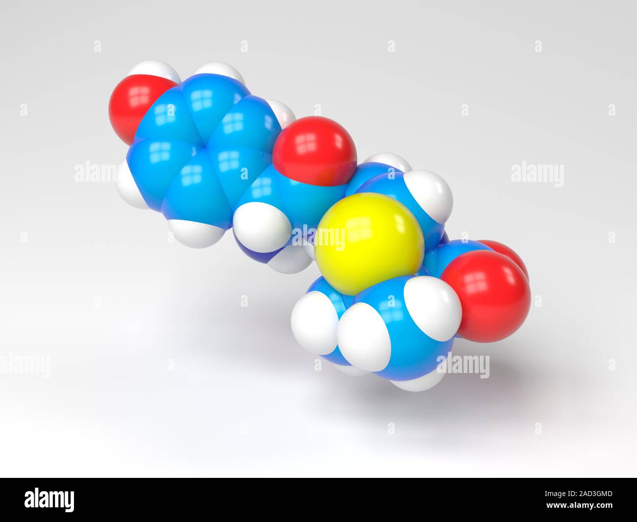 Amoxicillin molecule. Computer artwork showing the molecular structure ...