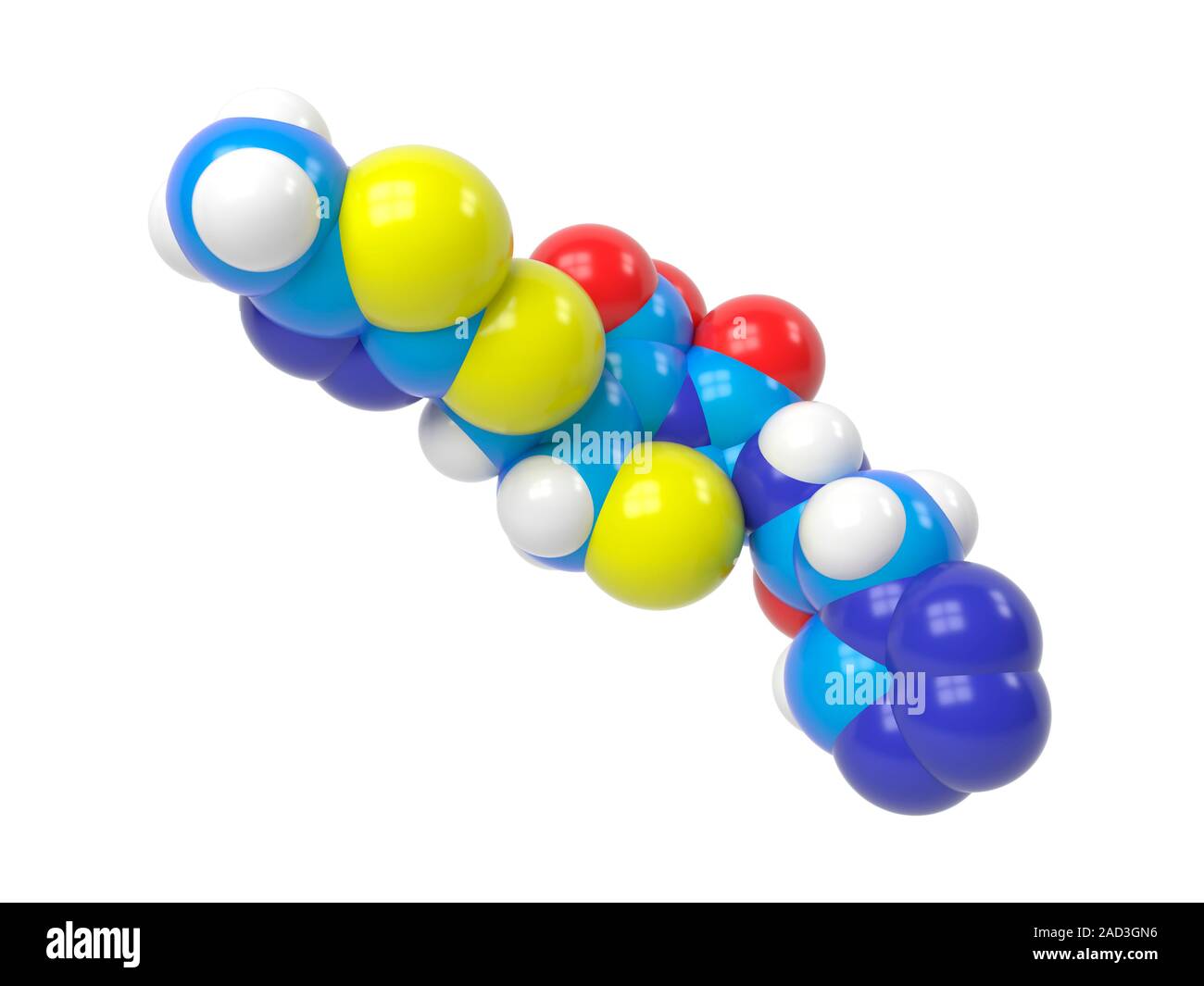 Cefazolin molecule. Computer artwork showing the molecular structure of ...