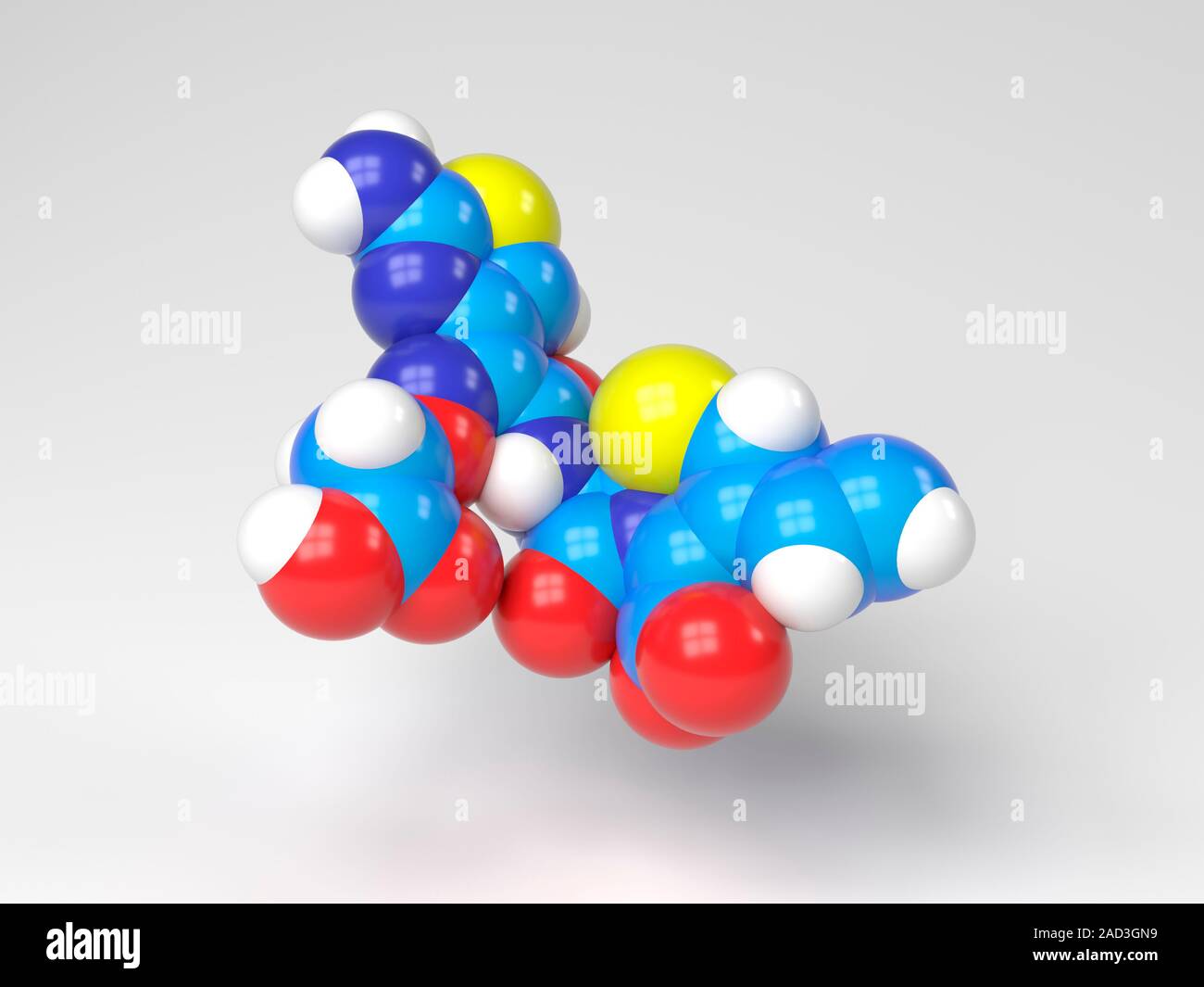 Cefixime molecule. Computer artwork showing the molecular structure of ...
