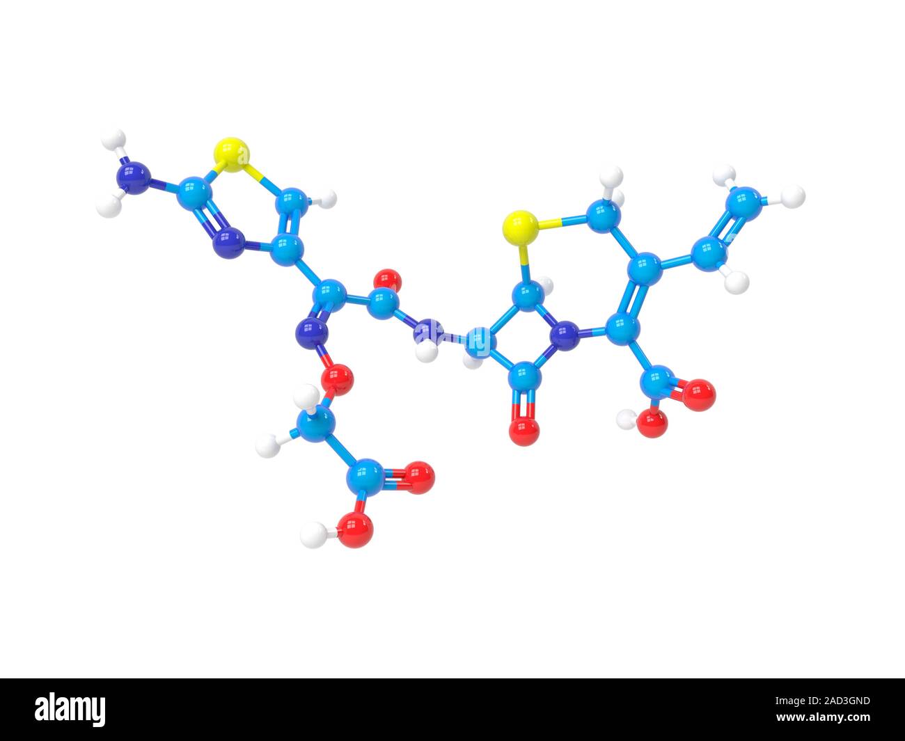 Cefixime molecule. Computer artwork showing the molecular structure of ...
