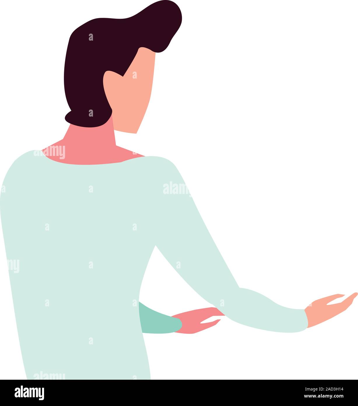 young man of back position on white background vector illustration ...