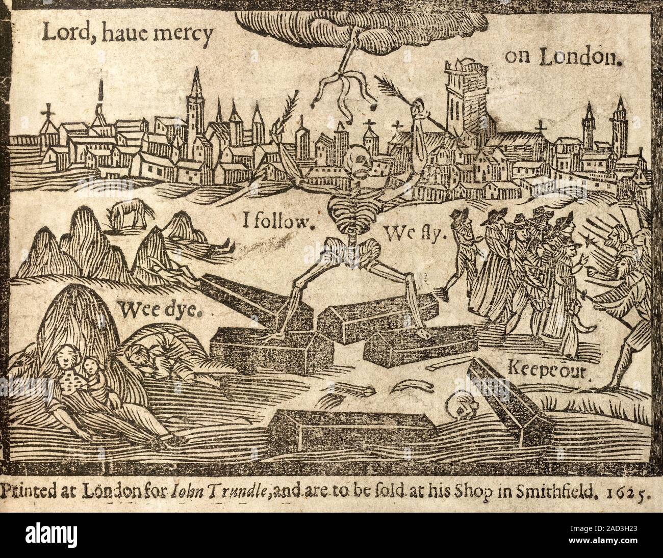 Plague in London. Title artwork from a 17th century pamphlet ('A Rod ...