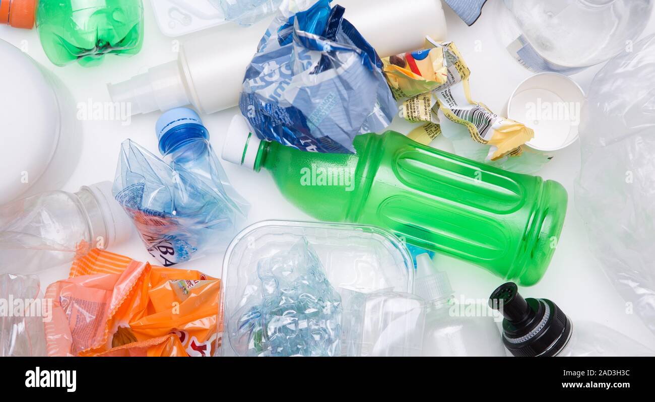 Crumpled plastic bottle for recycling Stock Photo - Alamy