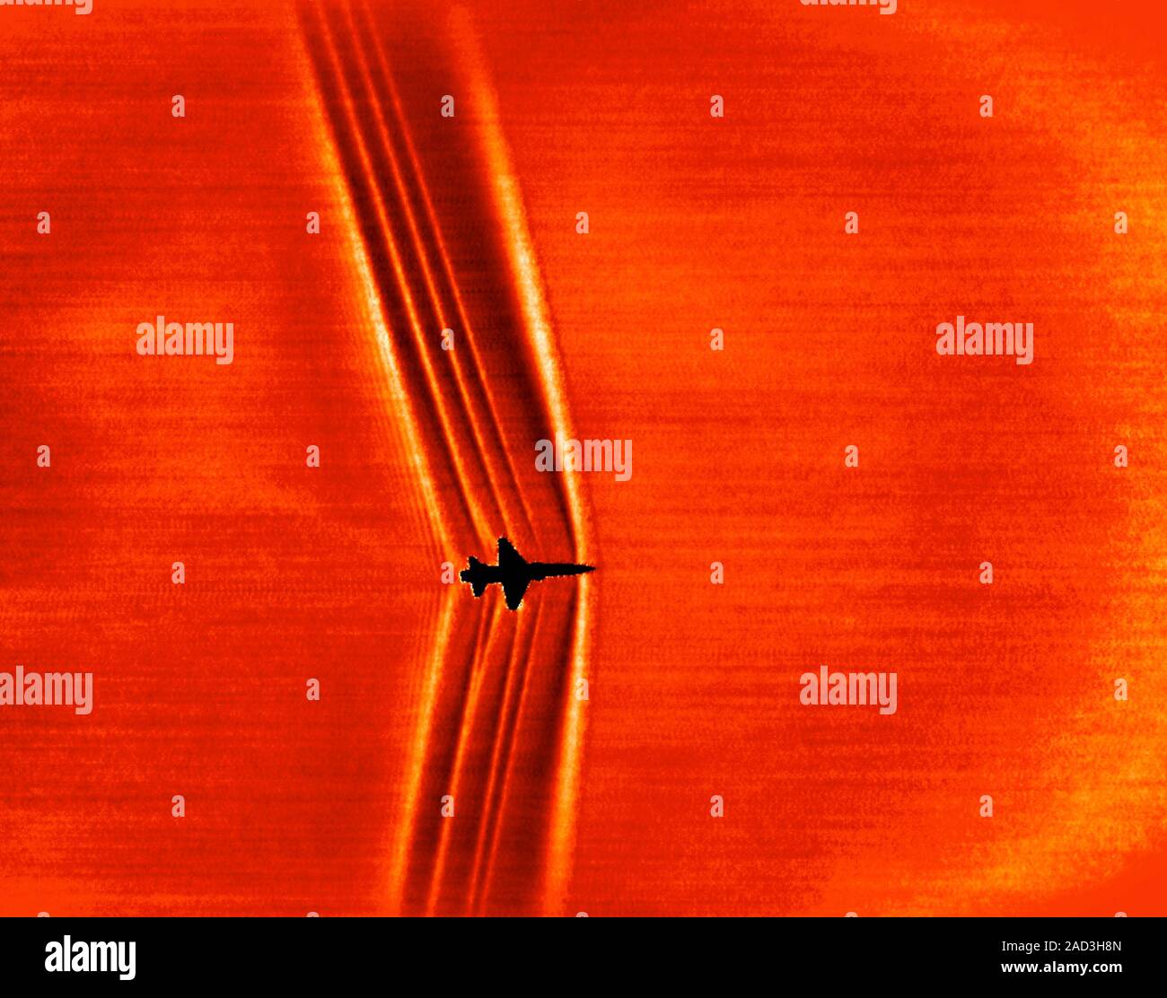Supersonic shock waves. Schlieren image showing the shock wave created ...