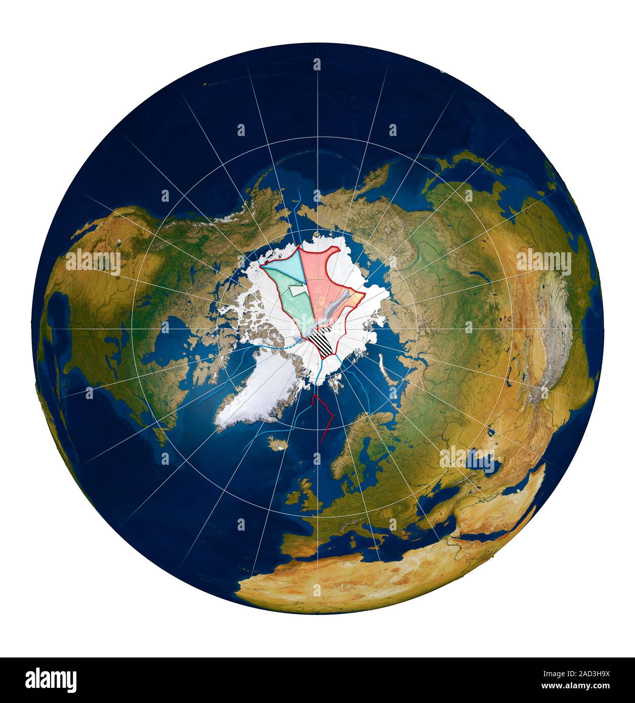 The Arctic. Computer illustration of the Earth centred over the Arctic ...