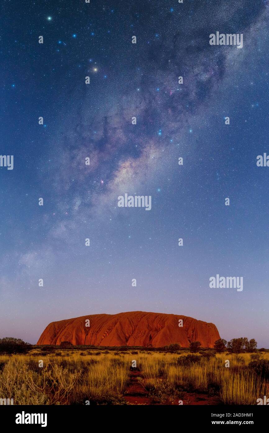Milky Way over Uluru. View of the Milky Way in the night sky over Uluru ...