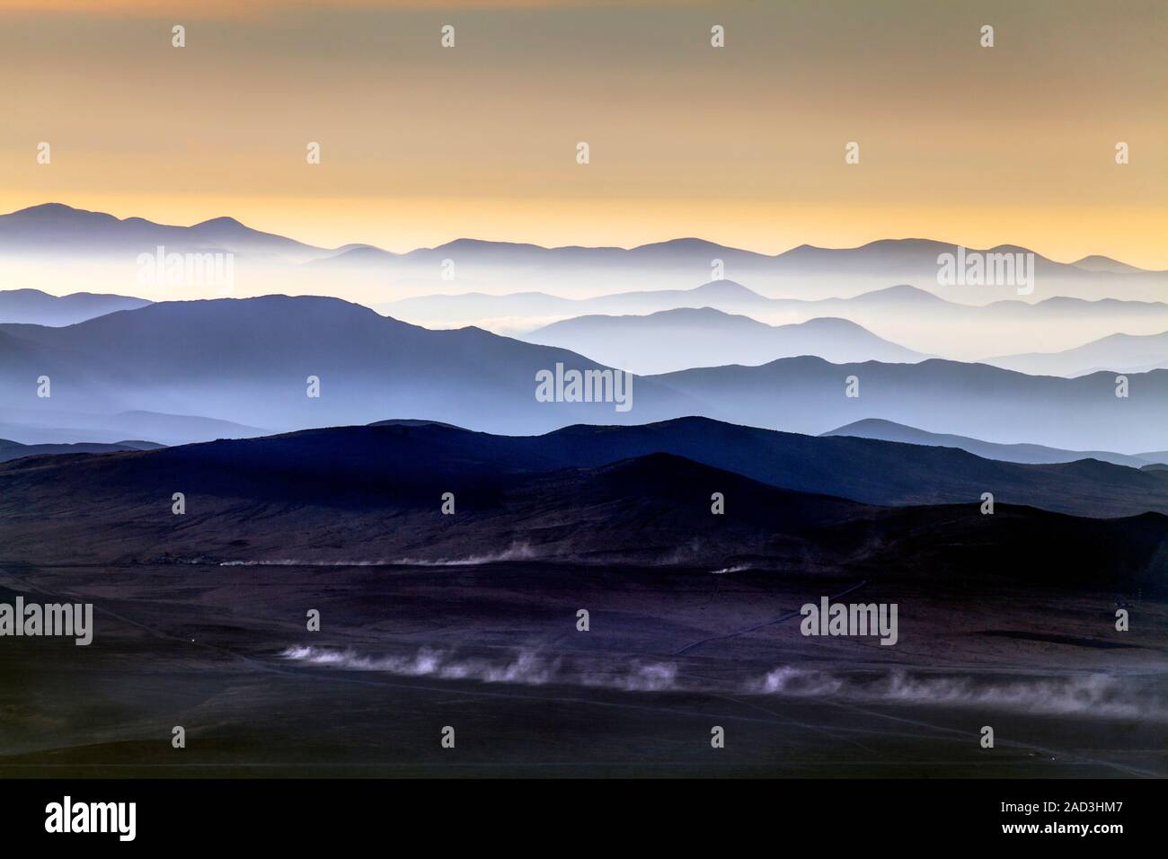 Inversion layers in the Atacama Desert. View over inversion layers in ...