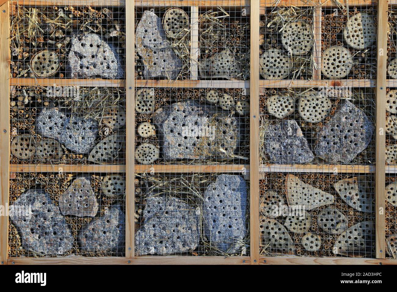 Insect hotel with different building materials Stock Photo - Alamy