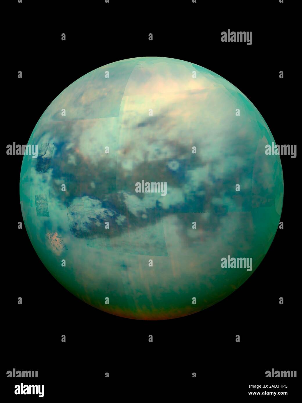 Titan from space. Composite infrared satellite image of Saturn's ...