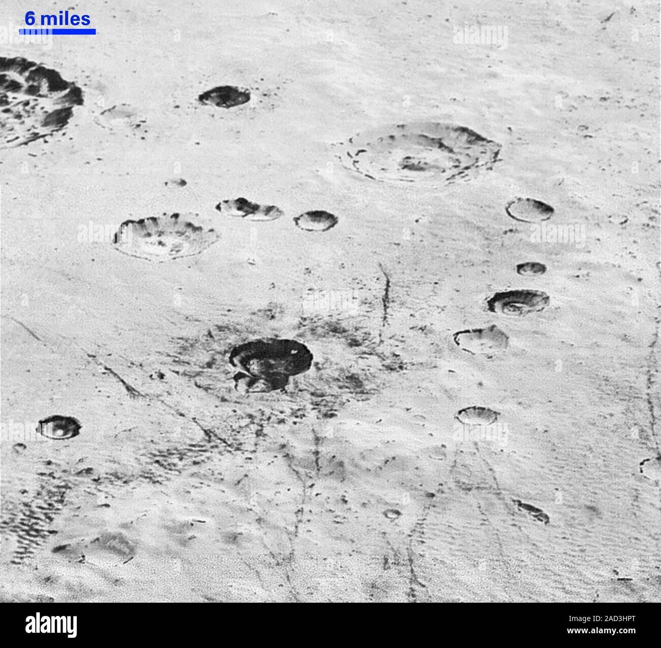 Pluto's ice crust. Composite satellite image showing the rugged icy ...