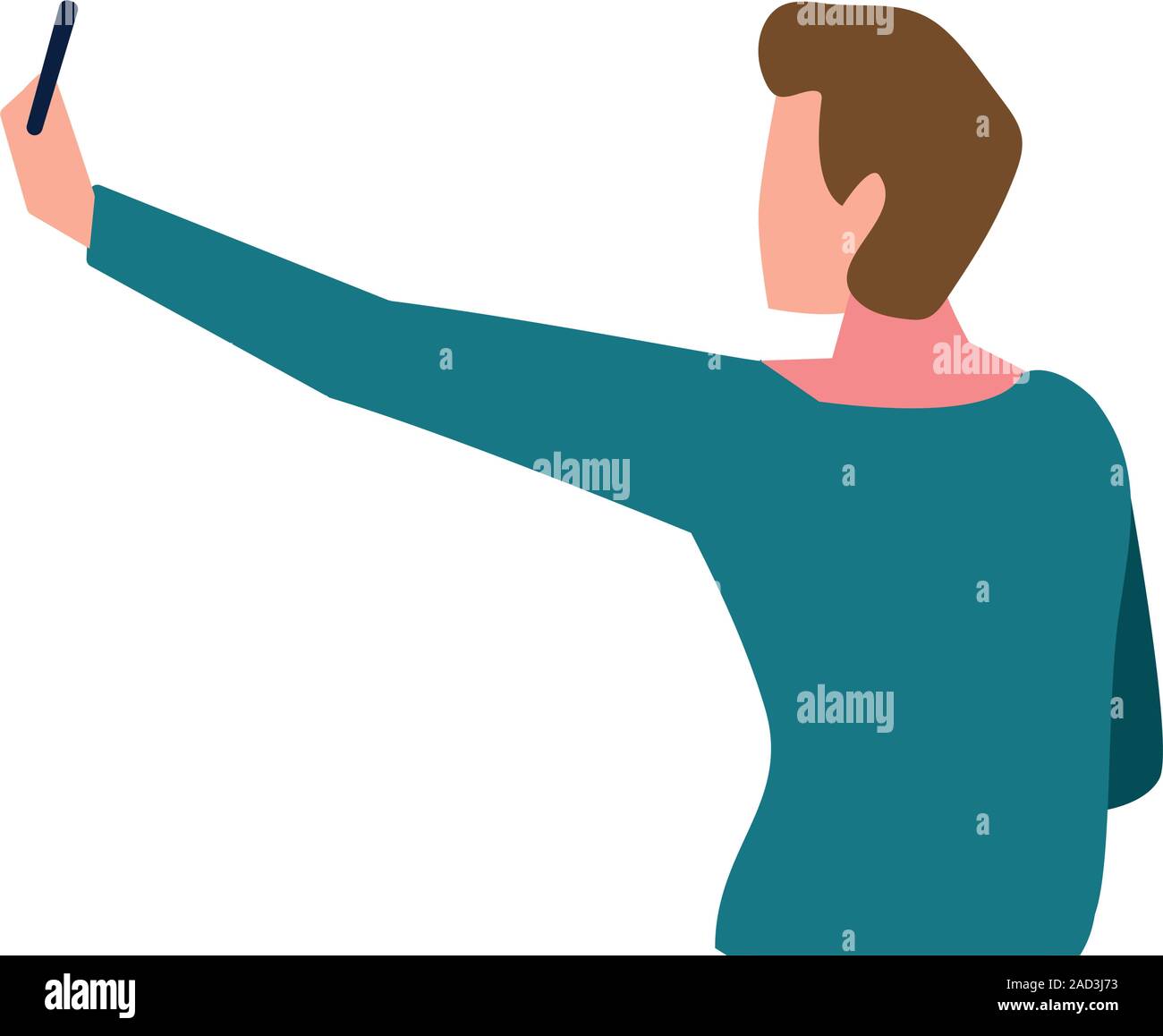 young man of back position on white background vector illustration ...