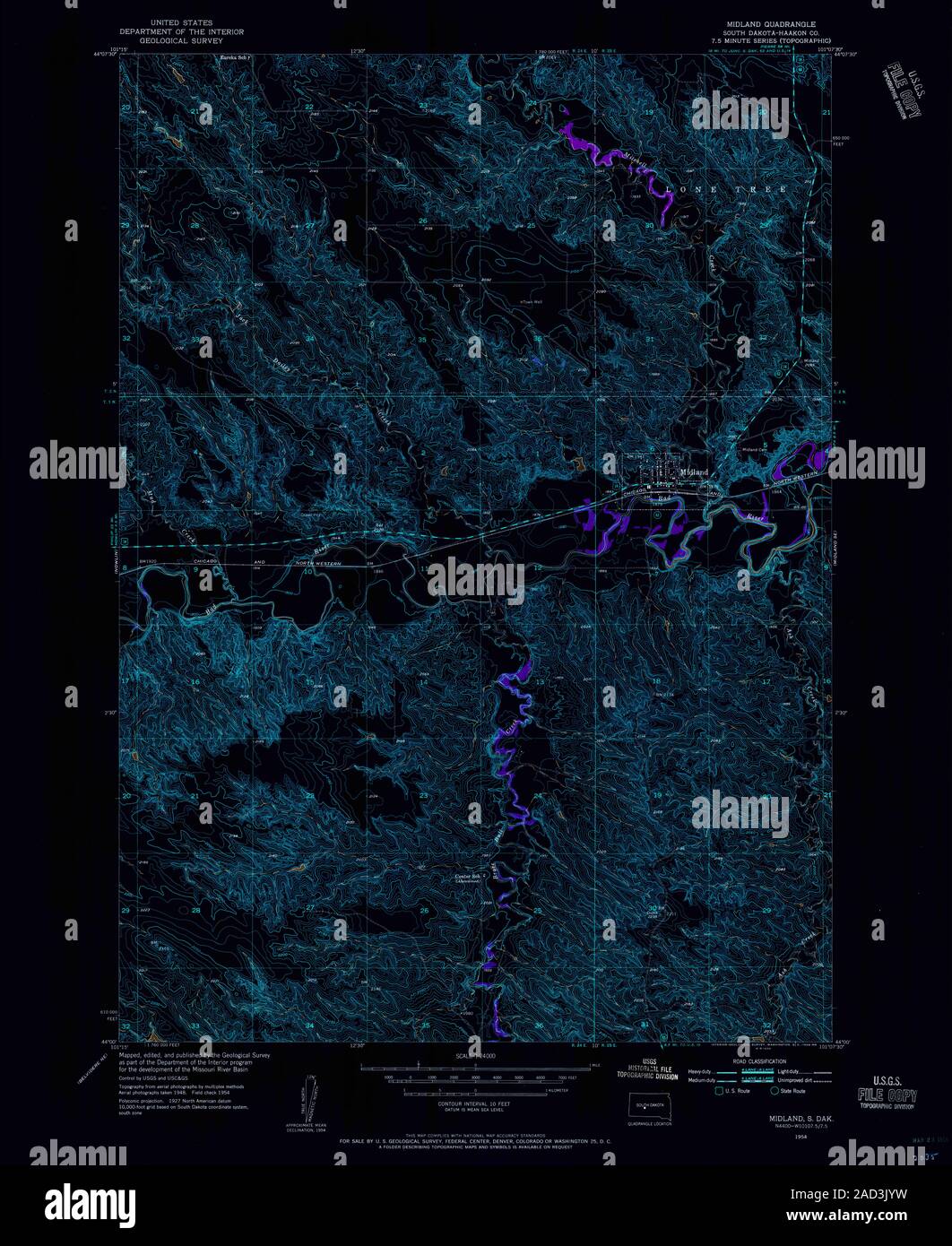 Midland south dakota map hi-res stock photography and images - Alamy